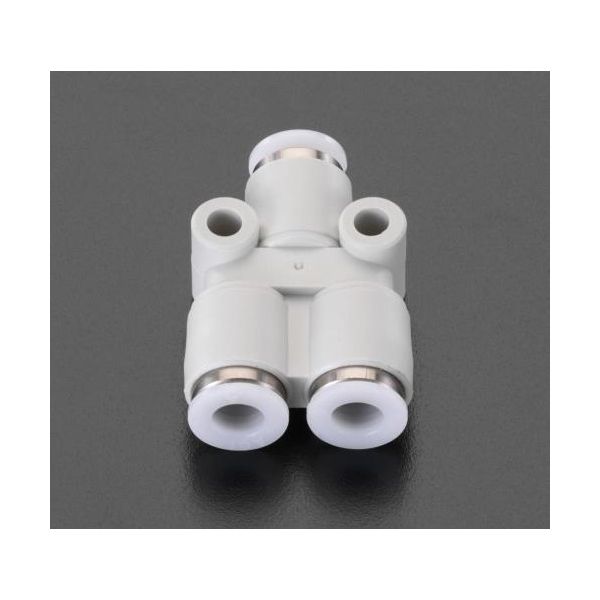 ●材質…真鍮、樹脂(PBT)●使用流体…空気●使用圧力…0〜1MPa(0〜10kgf/cm2)●使用温度…−15〜60℃●1口側チューブ径…6mm●2口側チューブ径…6mm　