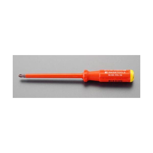エスコメーカーお問い合わせ：06-6532-6226●1000V絶縁●先端…＃0●軸径…3mm●軸長…60mm●グリップエンドはドライバーの先端形状ごとに色分けし、シンボルマークとサイズを表示しています。