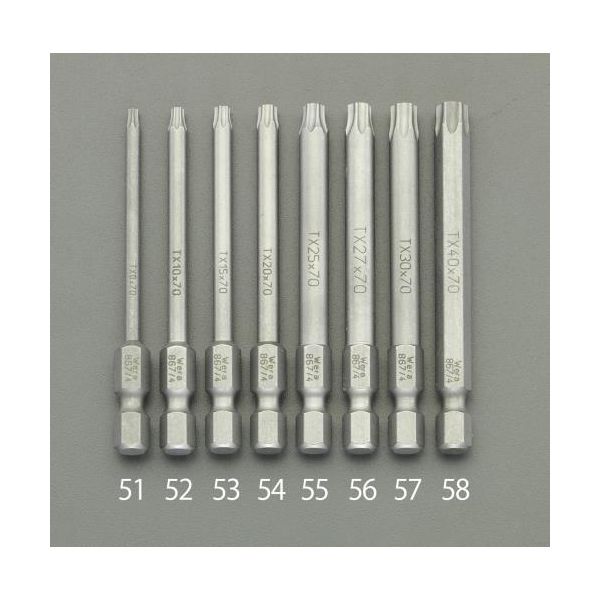 エスコメーカーお問い合わせ：06-6532-6226●商品名…867/4Z●六角シャンク…1/4”●サイズ…T40●全長…70mm●入数…1本