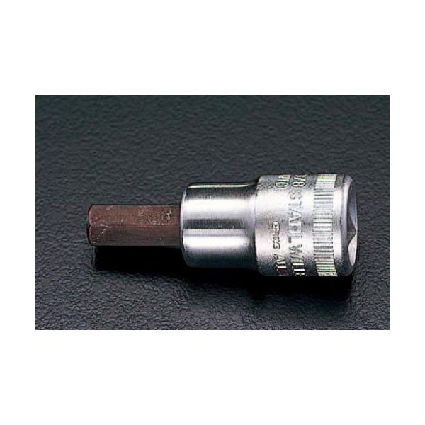 エスコメーカーお問い合わせ：06-6532-6226●差込角…3/8”●対辺…6mm●全長(L1；mm)…52●軸長(L2；mm)…20●ソケット部外径(d；mm)…17.8●重量(g)…46●頑丈な圧入式の3/8”DRヘックスビットソケット