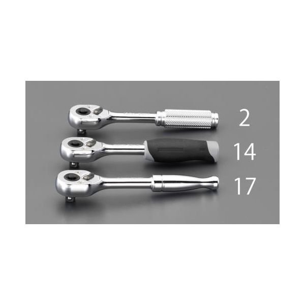 エスコメーカーお問い合わせ：06-6532-6226●差込角…1/4”●全長…110mm●送り角…18°●左右切替式●タイプ…ロッキング式