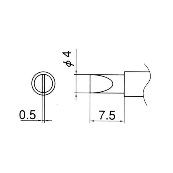 エスコメーカーお問い合わせ：06-6532-6226●EA304HE用交換こて先●先端サイズ…φ4.0mm