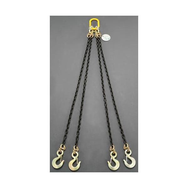 エスコメーカーお問い合わせ：06-6532-6226●使用荷重…3t●使用荷重(1本吊時)…1.5t●重量…9.8kg●有効長…1.5m●マスターリンク内径…140×70mm●フック口開き…27mm●4本吊●スチール鋳鉄製●マスターリンク付...