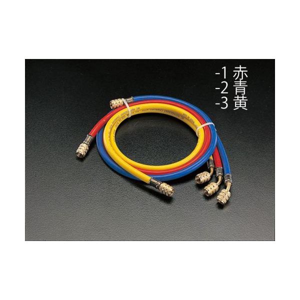 エスコメーカーお問い合わせ：06-6532-6226●ねじサイズ…UNF7/16-20(1/4”フレア)●全長…150cm●色…黄●入数…1本