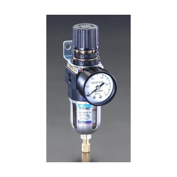 ●取付ねじ…Rc(PT)1/4”●使用圧力…0〜1.0MPa●設定圧力…0.05〜0.85MPa●耐圧力…1.5MPa●全高…156mm●周囲温度…5〜60℃●ろ過度…40μm●重量…350g●面間…40mm●圧力計、ブラケット付　