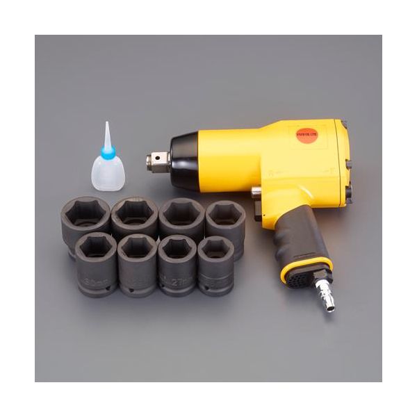 エスコメーカーお問い合わせ：06-6532-6226●差込角…3/4”●全長…252mm●無負荷回転数…4，500rpm●エアー消費量…340L/min●使用圧力…0.64MPa●使用コンプレッサー…5HP以上●能力(ボルト径)…25mm●...