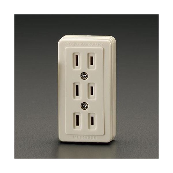 エスコメーカーお問い合わせ：06-6532-6226●定格容量…15A 125V●差込口…3個●外形サイズ(mm)…48×88×26(D)●RoHS対応品