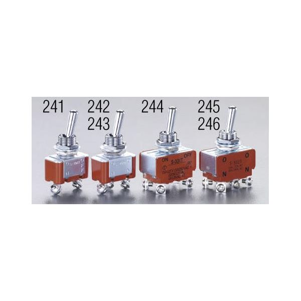 ●パネルカット…12.5mm●端子形状…ねじ端子●接点容量…15A 125V AC6A 250V AC20A 30V DC●接触抵抗…10mΩ以下●極数…単極双投●スイッチ特性…ON-ON　
