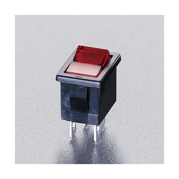 ●パネルカット…19.2×12.9mm●極数…2極単投●スイッチ特性…ON-OFF●定格容量…9A 125V AC●パネル厚…0.75〜2.00mm●連続使用時間…AC110Vで15000時間●ネオン球…赤●ネオン球照光式　