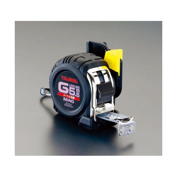 ●JIS1級品●材質…バネ・テープ：スチール●ベルト掛けフック(クイックホルダー式)●455mmピッチマーク付●0点補正移動爪●ショックアブソーバー付●磁石爪仕様●フックガードバンパー●全長…7.5m●ストッパー付　