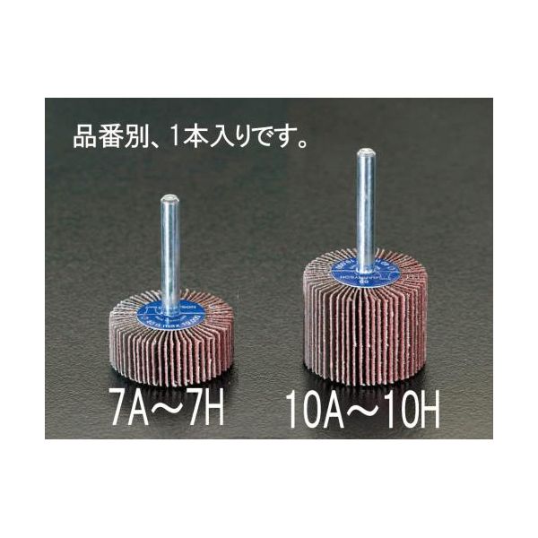 エスコメーカーお問い合わせ：06-6532-6226●軸径…6mm●直径…40mm●高さ…30mm●最大回転数…19000rpm●用途…鉄からプラスチックまであらゆる表面研磨に対応。●研磨砥粒…アルミ酸化物●粒度…＃60●総重量…42g●入...