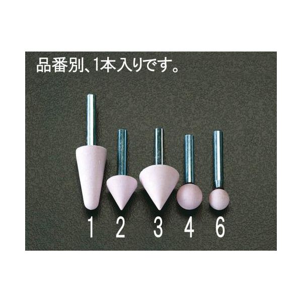 エスコメーカーお問い合わせ：06-6532-6226●軸径…6.0mm●砥粒…淡紅色アルミナ研削剤●粒度…＃120●一般鋼材、合金鋼、　ステンレス鋼などの研削に●入数…1本入り●直径…25mm●高さ…25mm●先端角…55°●先端角…55°...