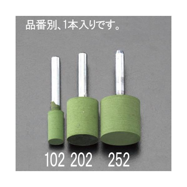 ●用途…金属磨きに●砥粒を弾性結合剤（ゴム）により保持●軸径…6.0mm●最大回転数…18000rpm●粒度…#220●入数…1本入り●直径…10mm●高さ…20mm　