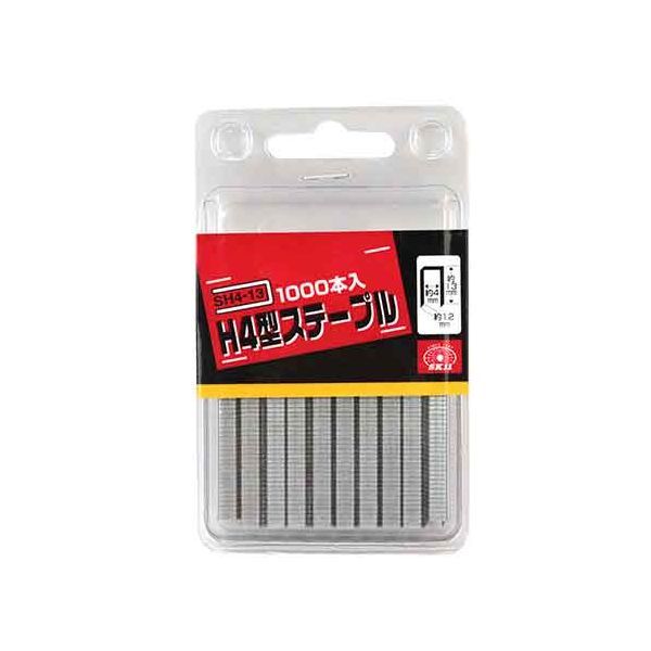 【用途】タッカー用ステープル。【機能・特徴】電動タッカーSET-901、パワフルハンドタッカーPT-1用のステープルです。【仕様】●1000本入。●サイズ：足幅4mm・足長13mm・素材幅1.2mm。●表面処理：亜鉛メッキ。●主な適合機種：...