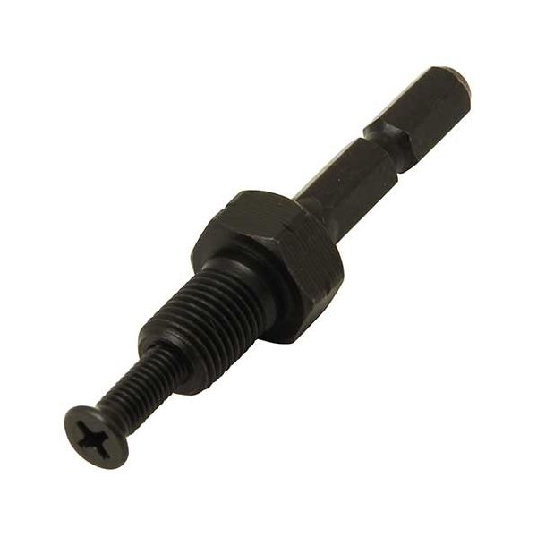 【用途】ドリルチャック用替軸(3/8-24UNF)。【機能・特徴】シャフト部耐荷重110N・mのプロユース用です。14mm六角ツバ付きです。【仕様】●6.35mm六角軸。●シャフト部耐荷重：110N・m。【注意事項ほか】電動本機の取扱いに関...