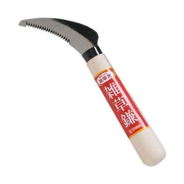 【用途】草取り鎌。【機能・特徴】除草作業用です。細かい部分の作業に便利なコンパクトサイズです。【仕様】●刃部：鋸刃。●刃部：刃物鋼。●柄部：木。【注意事項ほか】使用目的以外のことには使用しないで下さい。使用前には本体あるいは部品にがたつき・...