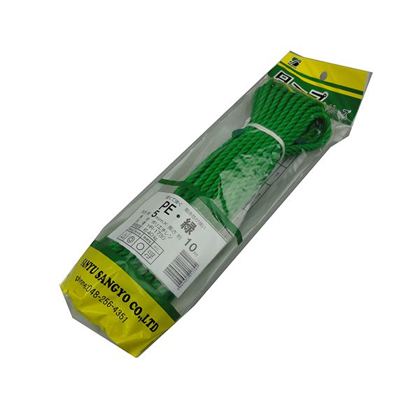 【商品説明】【用途】荷物の固定・梱包用。【機能・特徴】固くて強く、耐水性が良いです。【仕様】●サイズ(約)：太さ5mm×長さ10m。●使用目安：約40kg。【材質】●ポリエチレン。資材 梱包資材 梱包ロープ