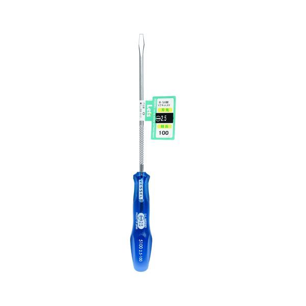 【商品説明】【用途】ねじ締め作業。【機能・特徴】早回しに便利なローレット加工付。柄は、アセテート樹脂、エルゴミックデザインです。【仕様】●サイズ：（−）2．5。●軸長：100mm。【材質】●クロームバナジューム鋼。作業工具 ドライバー 六角...
