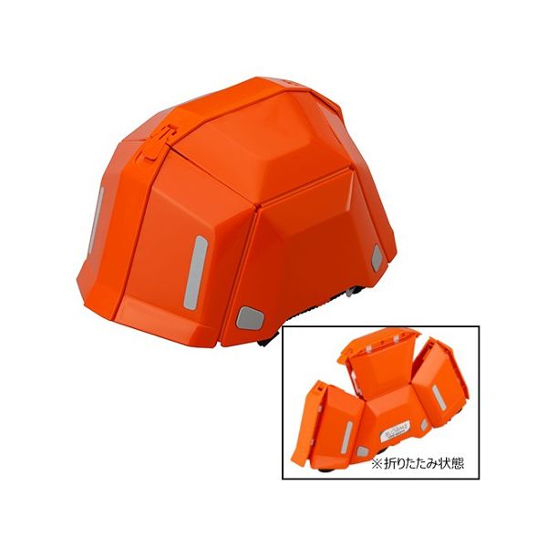 【商品説明】【用途】防災用折りたたみヘルメット。【機能・特徴】ワンアクションで組立できます。備蓄に適した梱包サイズ(省スペース)を実現しました。前後から内側へ押すだけでヘルメットに変形します。【仕様】●色：オレンジ。●サイズ：52〜61cm...