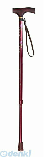 【商品説明】上品な花柄伸縮ステッキです。●表面はアルマイト処理、鏡面研磨加工で傷が付きにくい加工済。●［サイズ］●支柱φ1.9×全長65?85cm（11段階調節）[改行]●［スペック・材質］●本体：アルミ●グリップ：楓●足ゴム：合成ゴム