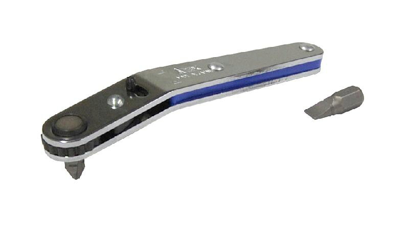 【仕様】 ●ベントダウンヘッド型●超短ビット:＋2, ?6 【特長】 ●超薄型ヘッド21mm●手首を反復動作だけでネジを回せるラチェット機構●マグネットでビットチャッキング●狭いところでの作業に最適　