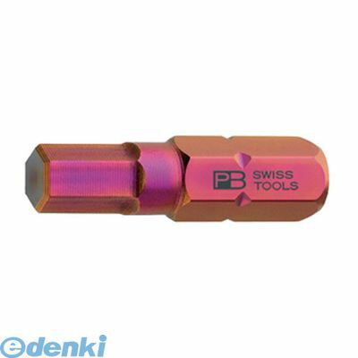 ■強度と精度に優れた差込角1／4（6．35mm）の六角ビットです。●サイズ(mm)：2.5●軸長(mm)：3.8●全長(mm)：25●質量(g)：5●差込角：1/4(6.3mm)hexハンドツール【PB　SWISS TOOLS】 ＞ 各種ビット　