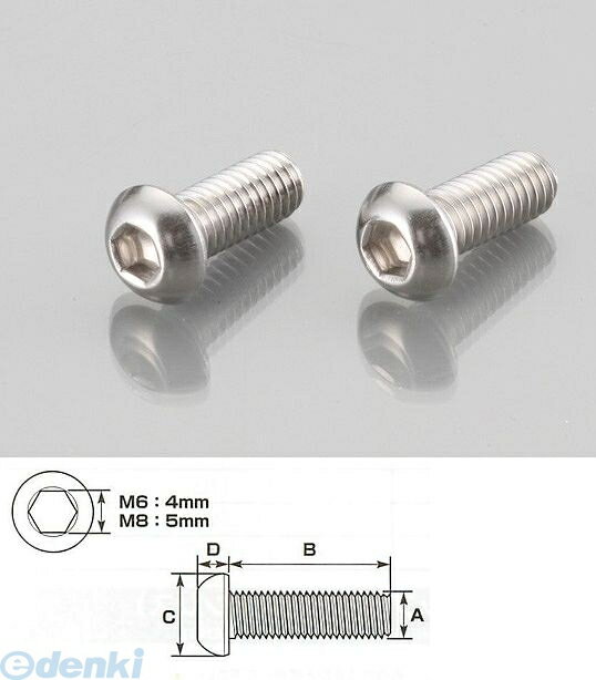 【商品説明】●汎用●M6×12●P1.0●寸法A：6●寸法B：12●寸法C：10.5●寸法D：3.5●入り数：2●○材質：ステンレス製●　