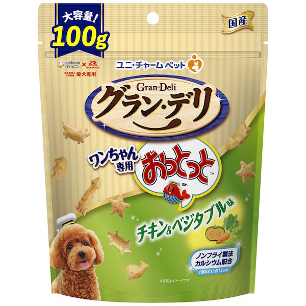 【商品説明】●ユニ・チャームペット×森永製菓の共同開発！ワンちゃん専用「おっとっと」です。●いろんな形が楽しい、カリッと、心地よい食感のワンちゃん用おやつです。●原材料：乾燥じゃがいも、小麦粉、植物性油脂、ホエイパウダー、ショ糖、コーンスタ...