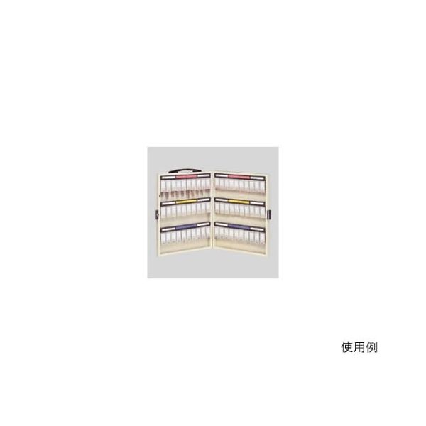 ナカバヤシメーカーお問い合わせ：0120-166-779●本体寸法：W333×D40×H395mm ●材質：本体／スチール・メラニン焼付塗装キーホルダー・ハンガー部材／スチロール樹脂 ●ホルダー色：ピンク・黄・緑 ●シリンダーロック付 ●取手付