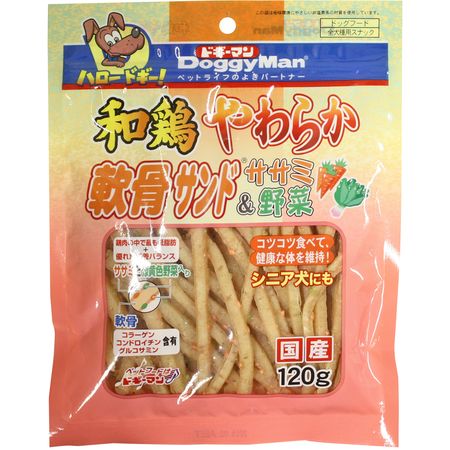 【商品説明】●日本●12ヶ月●内容量120g●粗たん白質：18.5％以上、粗脂肪：1.5％以上、粗繊維：1％以下、粗灰分：5.5％以下、水分：30％以下●300Kcal/100g●鶏肉（ササミ、胸肉、軟骨）、でん粉類、小麦粉、魚軟骨、にんじ...