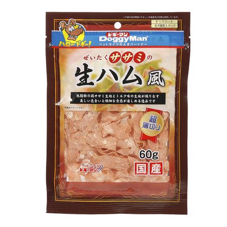 【商品説明】●日本●12ヶ月●内容量60g●粗たん白質：13％以上、粗脂肪：8％以上、粗繊維：1％以下、粗灰分：4％以下、水分：26％以下●370Kcal/100g●肉類（鶏肉、鶏ササミ）、小麦粉、コーンスターチ、糖類、ホエーパウダー、ソル...