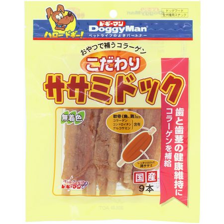 【商品説明】●日本●12ヶ月●内容量9本●粗たん白質：25％以上、粗脂肪：4％以上、粗繊維：0．5％以下、粗灰分：3％以下、水分：20％以下●350Kcal/100g●鶏肉（ササミ、胸肉、軟骨）、小麦粉、コーンスターチ、魚肉（白身魚、軟骨）...