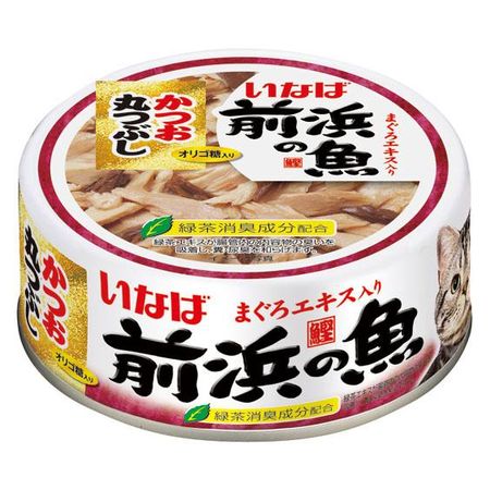【商品説明】猫 フード 缶 ウェット 猫缶　缶詰 前浜 一般食 ゼリー■かつおの身を丸ごとフレークに。オリゴ糖を配合し猫ちゃんのおなかに配慮しました。■かつお丸つぶしに、おいしさ引き立つまぐろエキス入り。■原材料：かつお、まぐろエキス、オリ...