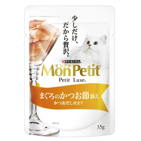 【商品説明】猫 フード ウェット パウチ レトルト モンプチ●厳選されたまぐろにかつお節を添え、海の幸の美味しさたっぷりの「かつおだし」と一緒にぎゅっとつめこんだ贅沢なメニュー。●原材料：魚介類(かつお、まぐろ、かつお節、フィッシュエキス)...
