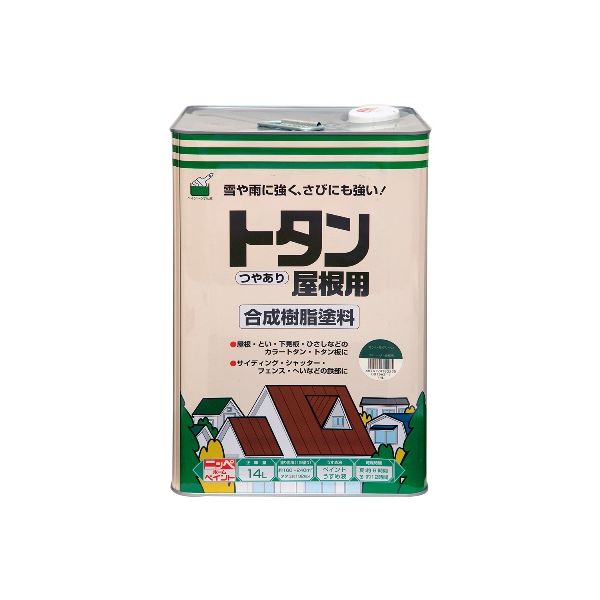 【商品説明】トタン屋根用塗料 つやあり 雨や風に強く、さびにも強い●日光や風雨に対して、優れた耐久性を持つ合成樹脂塗料です。●さび止め効果に優れ、トタンを保護します。●トタンに対する密着性に優れ、美しい色とツヤが長持ちします。●用途：屋根、...