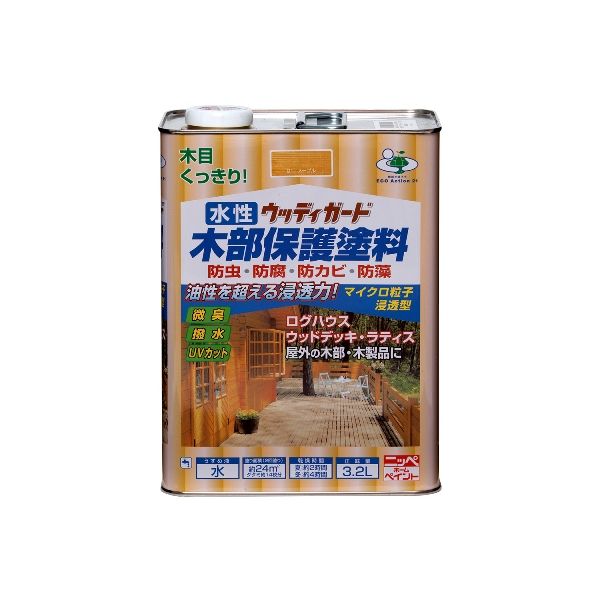 【商品説明】水性木部保護塗料 油性を超える浸透力 微臭タイプ●マイクロ粒子浸透型の新しい微臭の水性木部保護塗料です。●木材の防虫・防腐・防かび・防藻効果に優れ、木材に浸透して内部から木の腐食を防ぎます。●耐候性に優れたマイクロ粒子浸透型顔料...