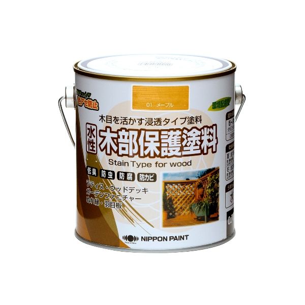 【商品説明】水性木部保護塗料 木目を生かす浸透タイプ 紫外線吸収剤●水性タイプなので、初めての方にも手軽に塗装できる木部保護塗料です。●木材の防虫・防腐・防かび効果に優れ、木材に浸透して木の腐蝕を防ぎます。●木目を生かした半透明仕上げができ...