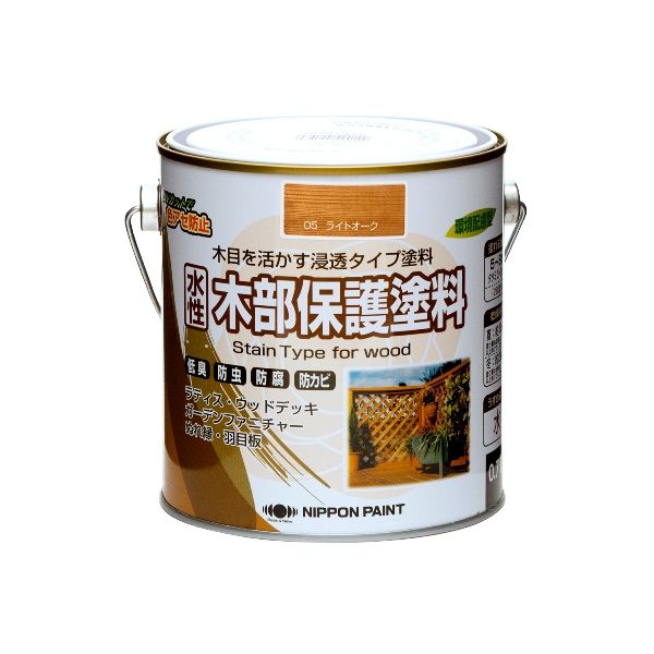 【商品説明】水性木部保護塗料 木目を生かす浸透タイプ 紫外線吸収剤●水性タイプなので、初めての方にも手軽に塗装できる木部保護塗料です。●木材の防虫・防腐・防かび効果に優れ、木材に浸透して木の腐蝕を防ぎます。●木目を生かした半透明仕上げができ...