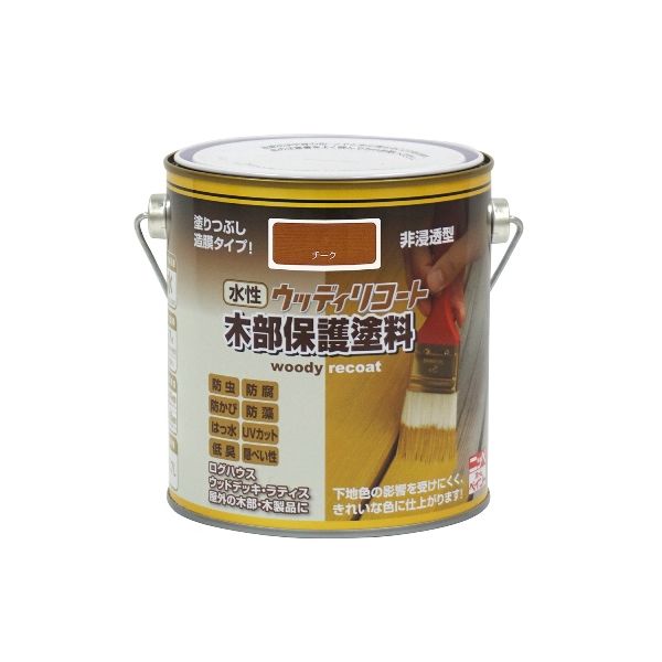 【商品説明】水性木部保護塗料 非浸透タイプ 塗りつぶしが可能●非浸透型ですので、下地色の影響を受けにくく、きれいな色に仕上がります。●隠ぺい効果が高く、塗り替えに最適な低臭の水性木部保護塗料です。●木材の防虫・防腐・防かび・防藻効果に優れ、...