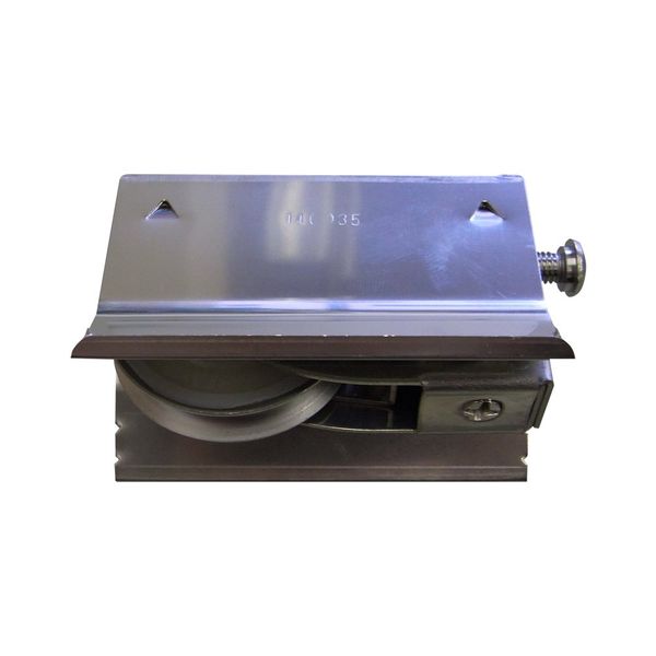 家研販売株式会社06-6725-6040【商品説明】特長●調整方向横側製品仕様●羽根バネ式・上下調整付●コマ形状・材質・軸受／Φ35丸・ステンレス・DBブッシュ●用途／玄関引戸●耐荷重（2個使用時）／35kg●戸車サイズ／厚み14×高さ44...