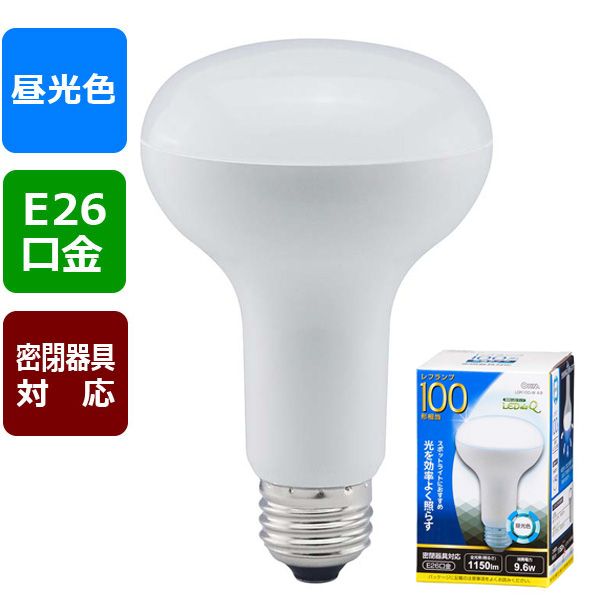 オーム電機0120-963-006【商品説明】特　徴●レフランプ100形相当●スポットライトにおすすめ！　光を効率よく照らします●広角タイプ：光の広がり約140°●長寿命　40000時間●全光束（明るさ）：1150ルーメン●消費電力：9.6...