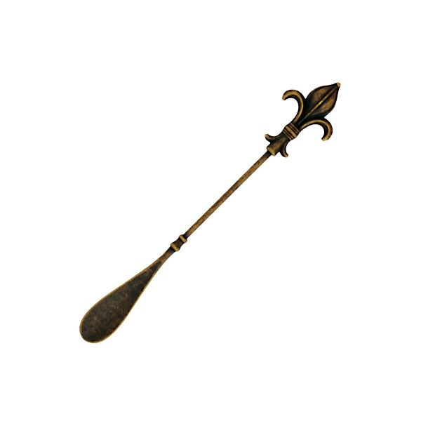 ●特徴：真鍮製の靴べら（靴スベリ）です。中世ヨーロッパ貴族の紋章「リリー(百合)」がモチーフのデザイン。ミディアムショートタイプでコンパクトに収納できます。●用途：アンテーク調な家具・レトロ調なデザイン家具などに、店舗やホテルやゲストハウス...