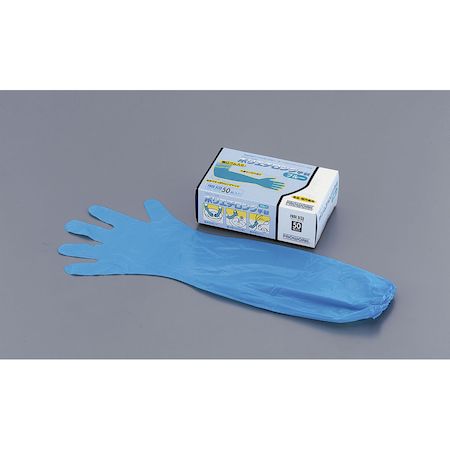 【商品説明】規格、全長(mm)、手のひらサイズ(mm) フリーサイズ、600、310 全長:60cm 1箱(50枚入):使い捨て用●フリーサイズ●袖口ゴム付きですので、食品工場等の水場作業に最適です。 重量：282素材・材質：手袋：ポリエチ...