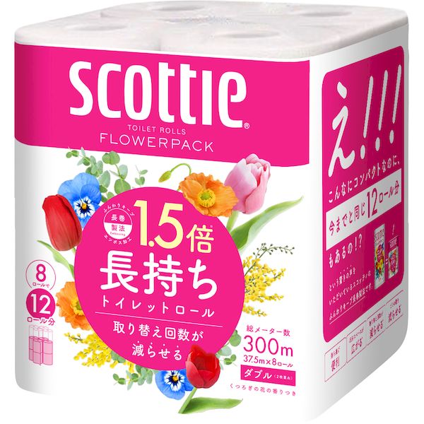 【商品説明】●8ロールで12ロール分の長さ。●ふんわりキープ長巻製法による柔らか長持ちロール。●たっぷり使えて取替えの手間を軽減。●省スペース化で保管もスッキリ。●くつろぎの花の香りつき。トイレットペーパー