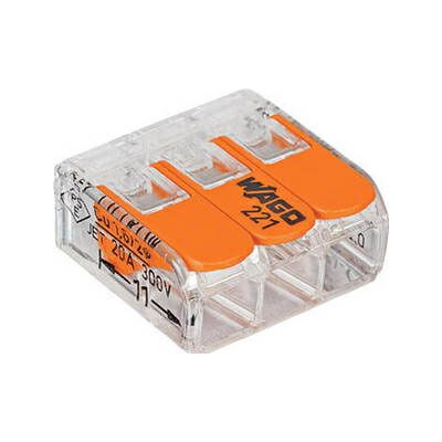 【商品説明】【特長】単線もより線もレバー操作でワンタッチ接続できます。工具不要で非常に便利です。ハウジングが透明で電線挿入が目視確認できます。【仕様】色：オレンジ差込線数(本)：3適合電線(より線)(m［［M2］］)：0.14〜3.5適合電...