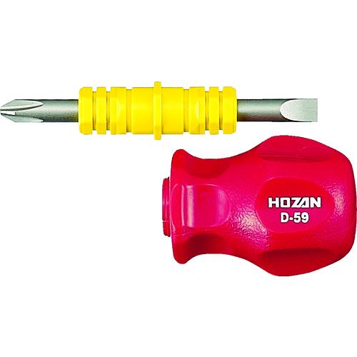 ホーザンメーカーお問い合わせ：06-6567-3132【特長】●1本で2サイズ使用できるドライバーです。●限られた作業スペースに最適なドライバーです。【仕様】●刃先：［［＋］］No.2、［［−］］6.0×0.8●全長(mm)：89●軸長(m...