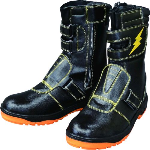 福山ゴム工業メーカーお問い合わせ：084-920-7116【特長】●鉄先芯＋ウレタンソール仕様の軽量タイプです。●不快な静電気を除去する、通電機能付きです。●底は、耐油仕様で柔らかくてかえりがよく、疲れにくいです。●つま先部に、耐熱糸を使用...