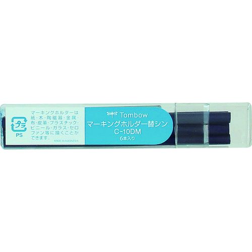 トンボ鉛筆メーカーお問い合わせ：0120-834198【特長】●マーキングホルダー用の替芯です。【用途】●陶器、金属、ガラス、ゴム、プラスチック、布用【仕様】●芯色：藍●芯径(mm)：4.4●全長(mm)：101【仕様2】●6本入り●H-D...