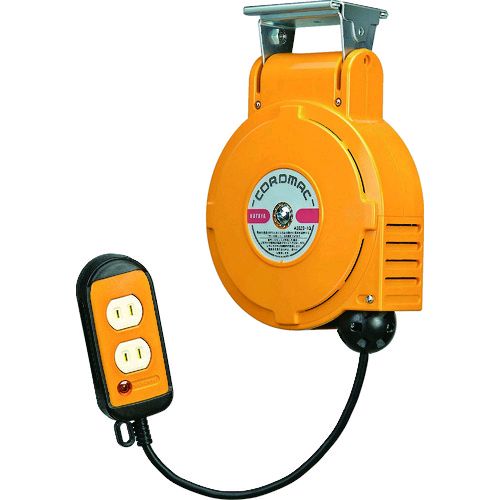 ハタヤメーカーお問い合わせ：0120-686-888【特長】●電線の溶解・発火を防ぐ温度センサー付です。●一定の長さで確実に止まるラチェット式ストッパーです。(引きヒモ付)●最大130度までの首振り機能付です。●自動巻き取りでスムーズな出し...