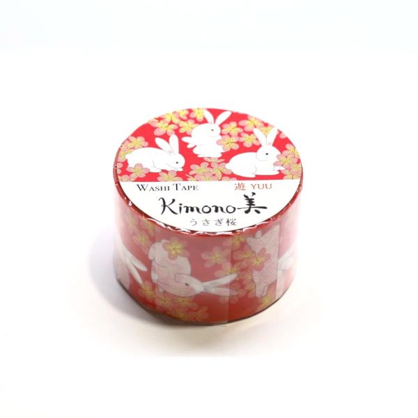 【商品説明】●和紙マスキングテープ●Kimono美シリーズ　遊　YUU　レトロモダンタイプ　幅25mm●日本の可愛らしさを表現した「桜と白うさぎ」。●懐かしくて新しい和模様を表現しました。遊び心のある可愛い和柄をお楽しみください。●サイズ縦...